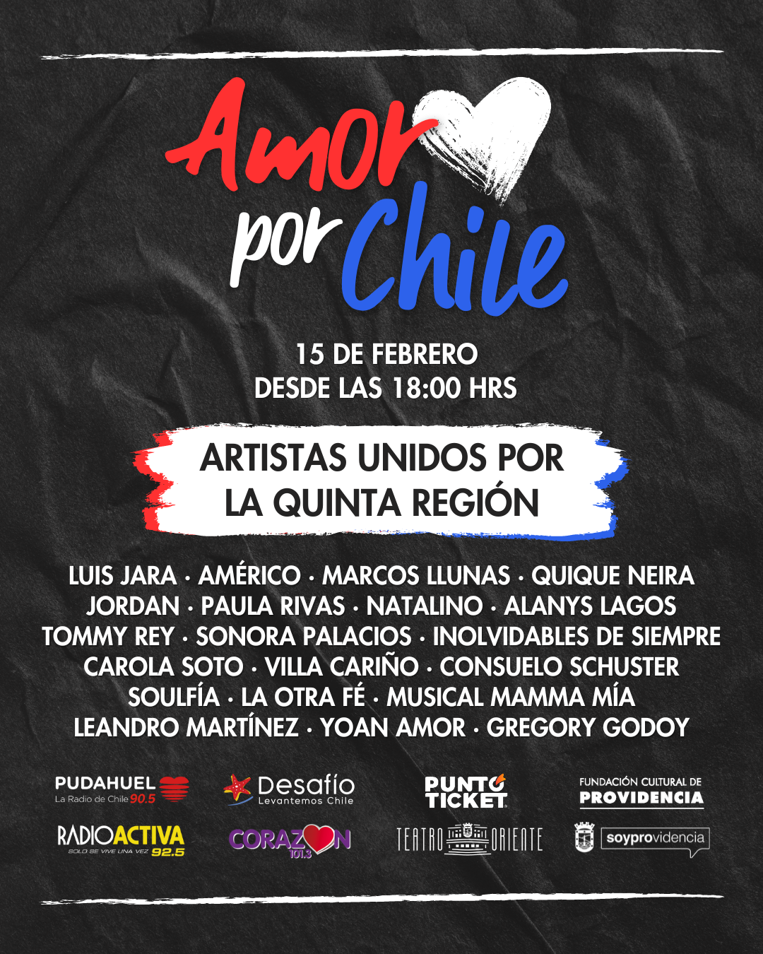 Amor por Chile: Estos son los artistas que se presentarán en el evento ...